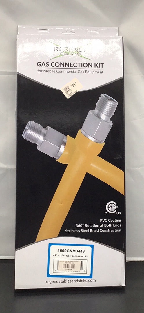 Regency 48" Mobile Gas Connector Hose Kit with 2 Elbows, Full Port Val ...